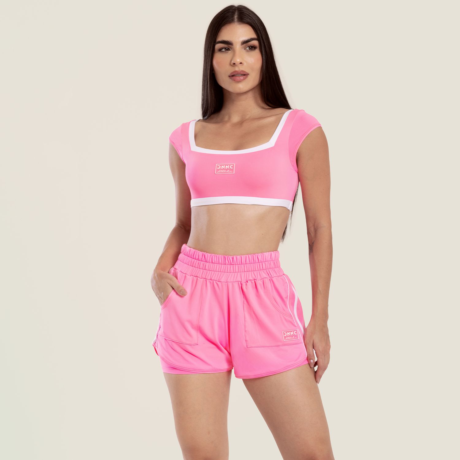 Conjunto Short Style Rosa Confete Poliamida Soft - Donna Carioca